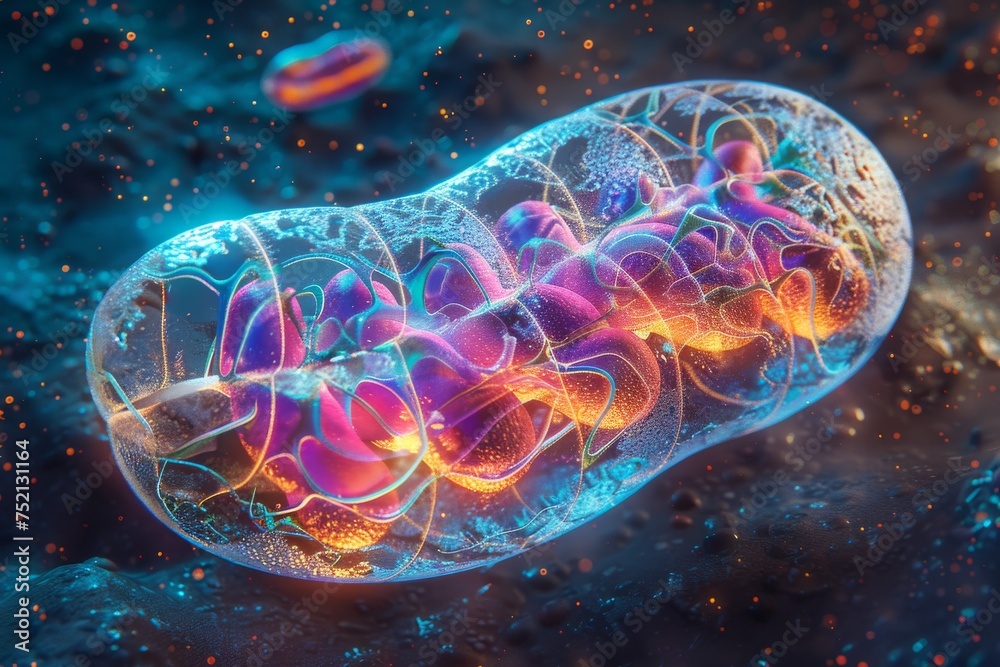 Cross-sectional illustration of a mitochondria,It has an internal ...