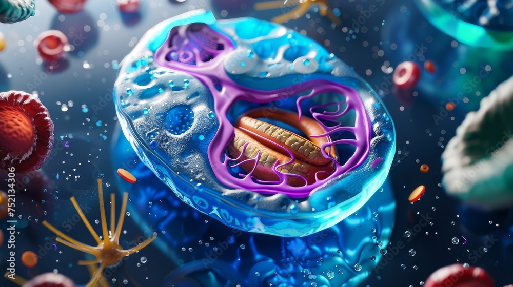 Crosssectional of eukaryote ,plant and animals cell colorful ,cell wall ...