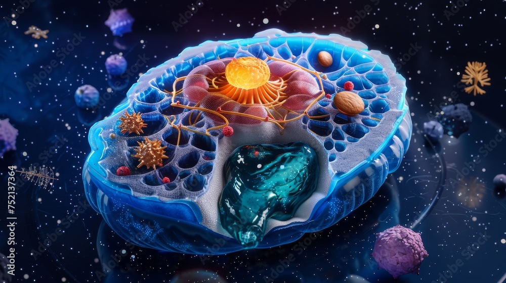 Crosssectional of eukaryote ,plant and animals cell colorful ,cell wall ...