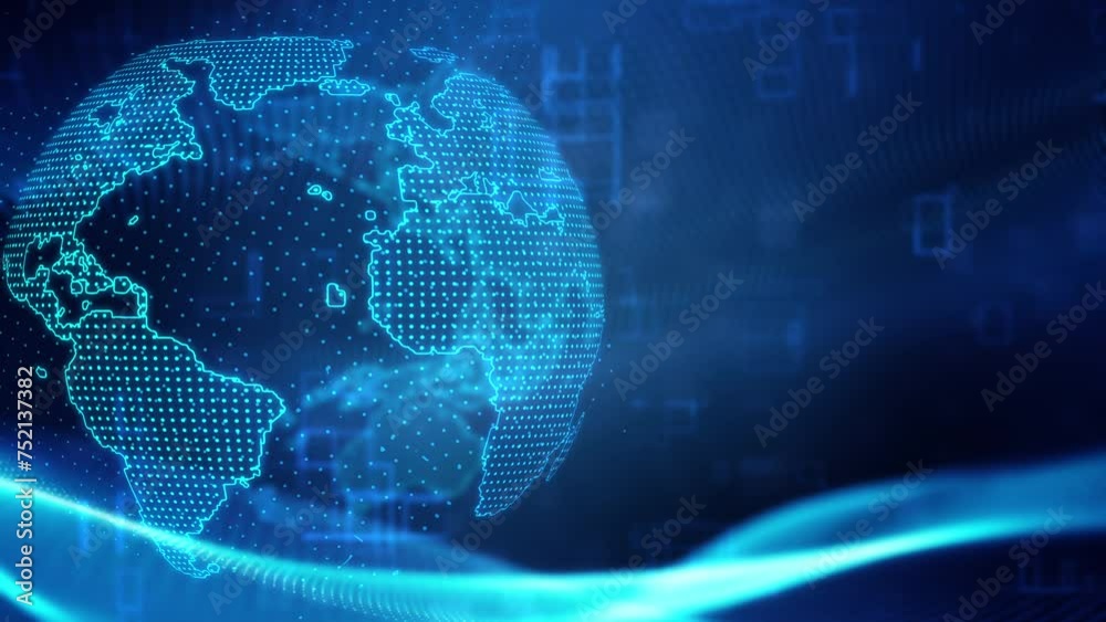 Blue digital world map concept, illustrating global connections and ...