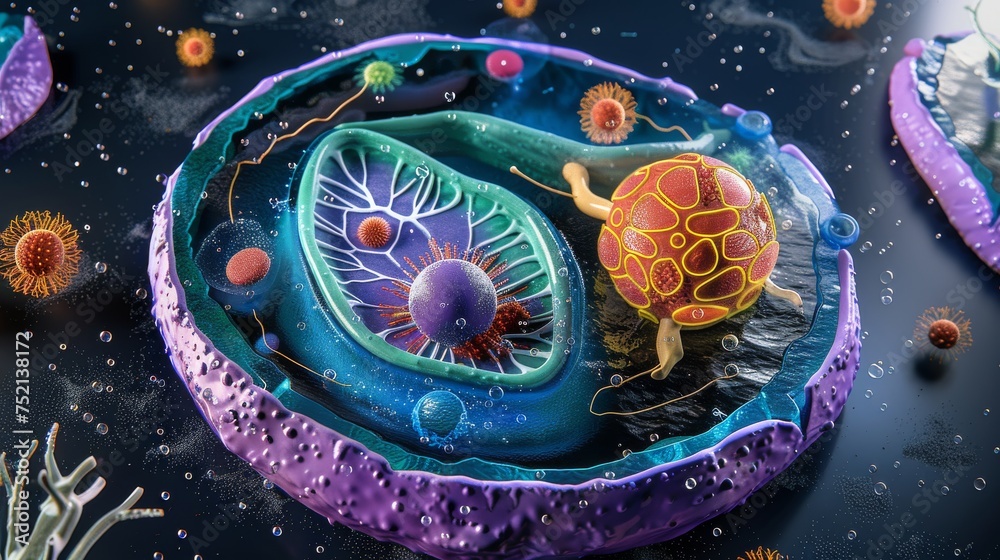 Crosssectional of eukaryote ,plant and animals cell colorful ,cell wall ...