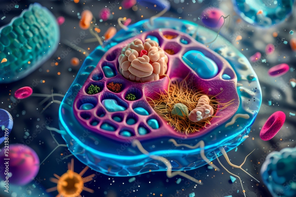 Crosssectional of eukaryote ,plant and animals cell colorful ,cell wall ...