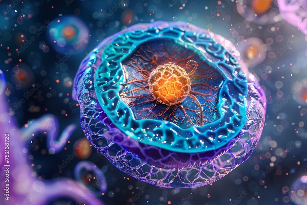 Crosssectional of eukaryote ,plant and animals cell colorful ,cell wall ...