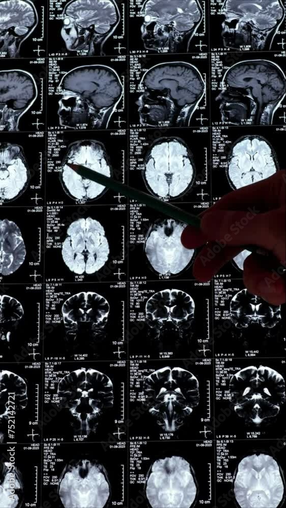Vertical footage of a Doctor examining MRI, MRI, CT scan image of human ...