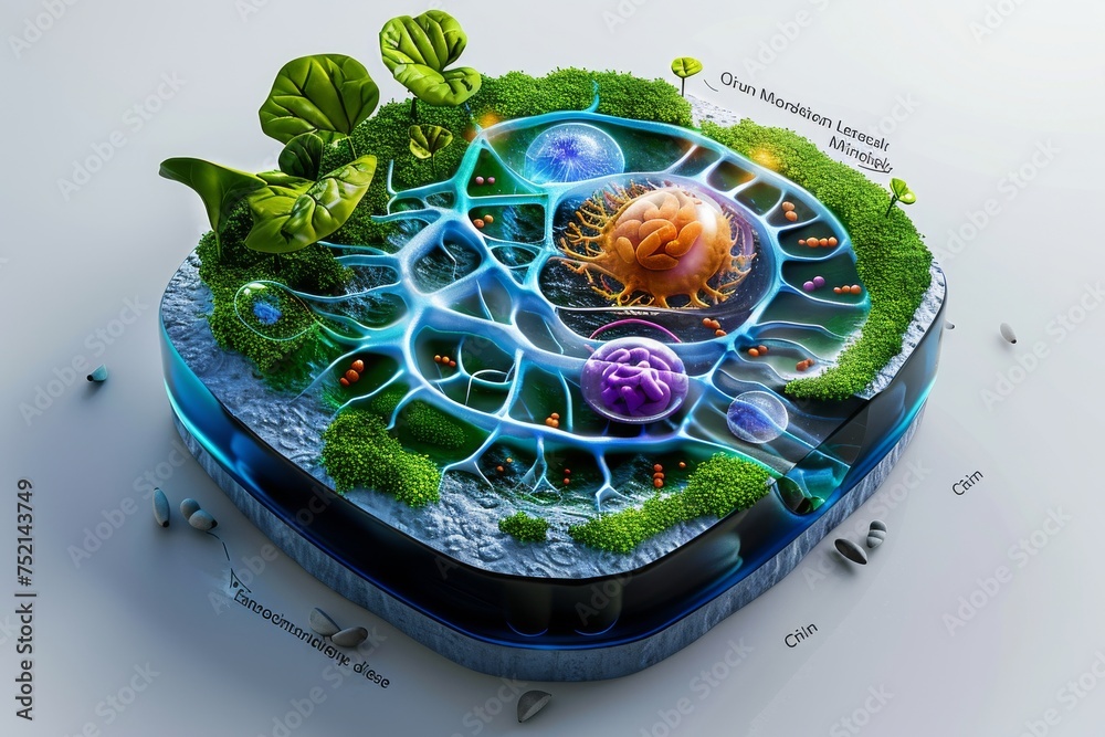 Crosssectional of eukaryote ,plant and animals cell colorful ,cell wall ...