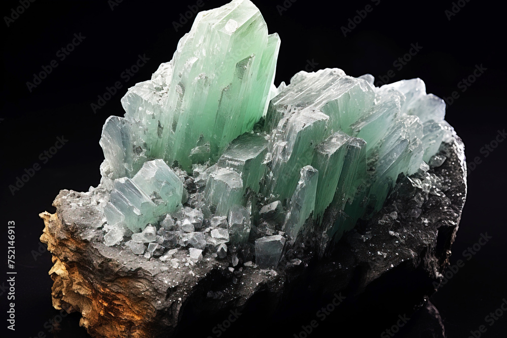 Talc is a rare precious natural stone on a black background. AI ...