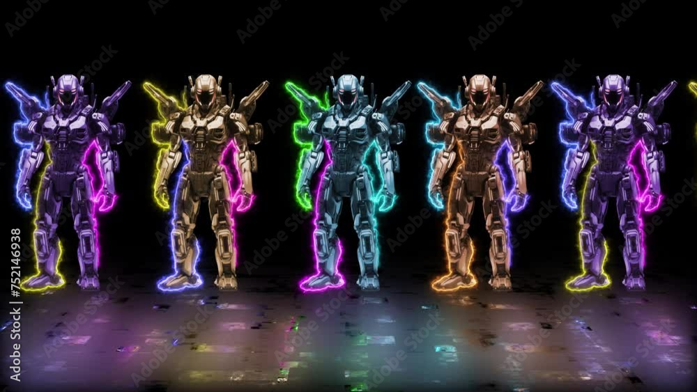 Futuristic High Tech Ai Robot Army Build Animation Background. Super ...