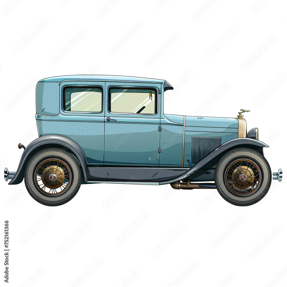 Elegant two-tone sedan with white sidewall tires. Digital illustration ...
