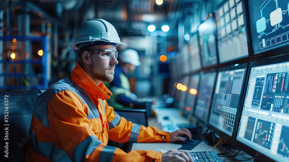 Industrial Engineer in Control Room Monitoring SCADA System Stock ...