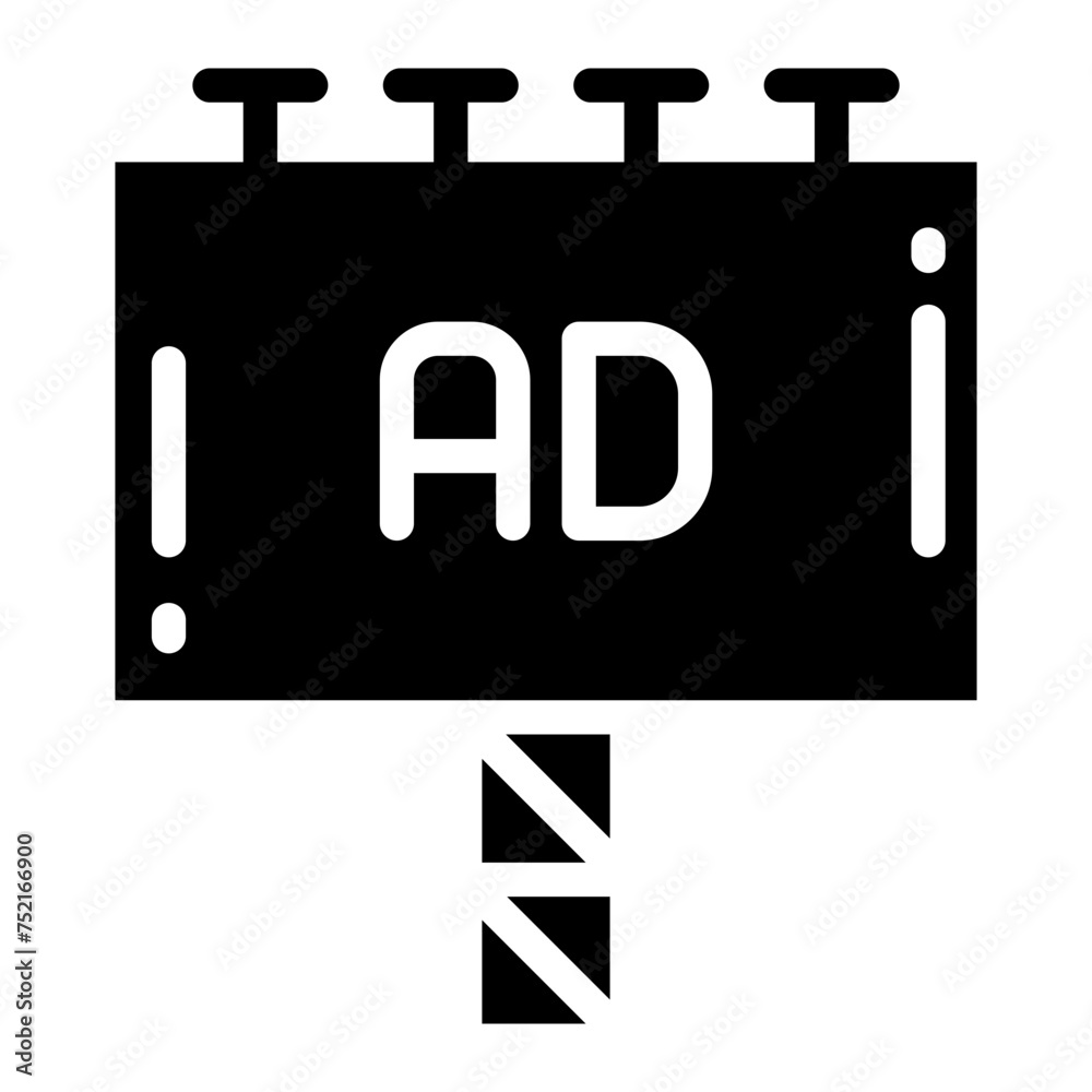 Billboard vector icon. Advertising display road board vector symbol ...