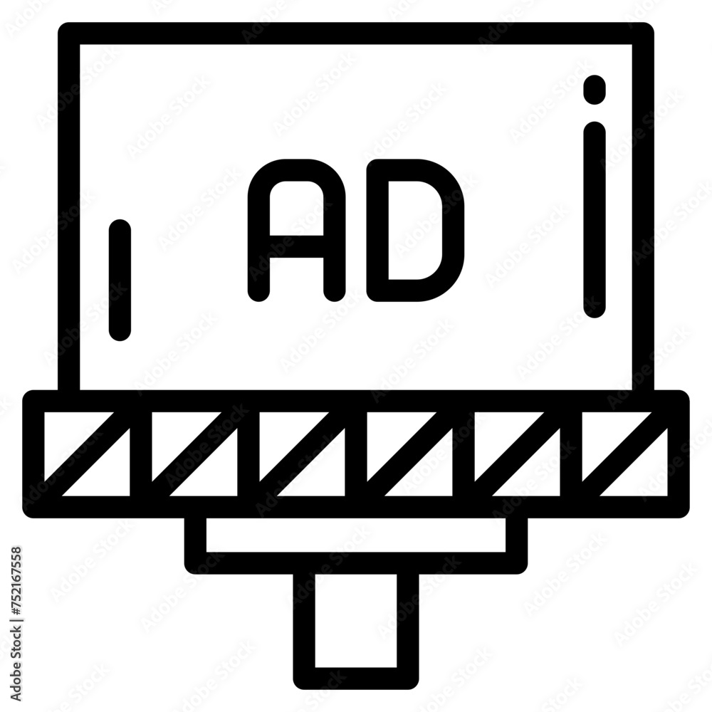 Billboard vector icon. Advertising display road board vector symbol ...