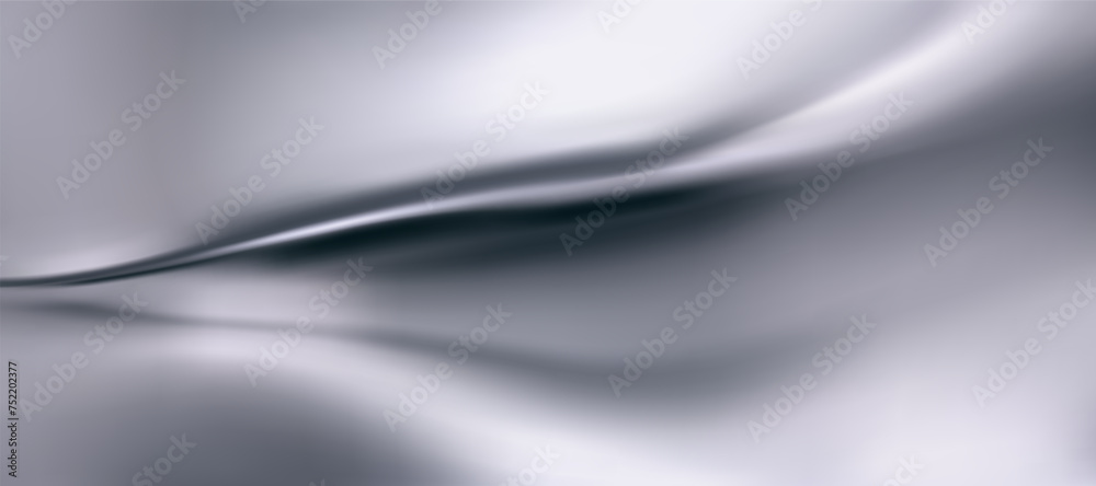 3d chrome liquid wavy texture, silver silk fabric background or smooth ...