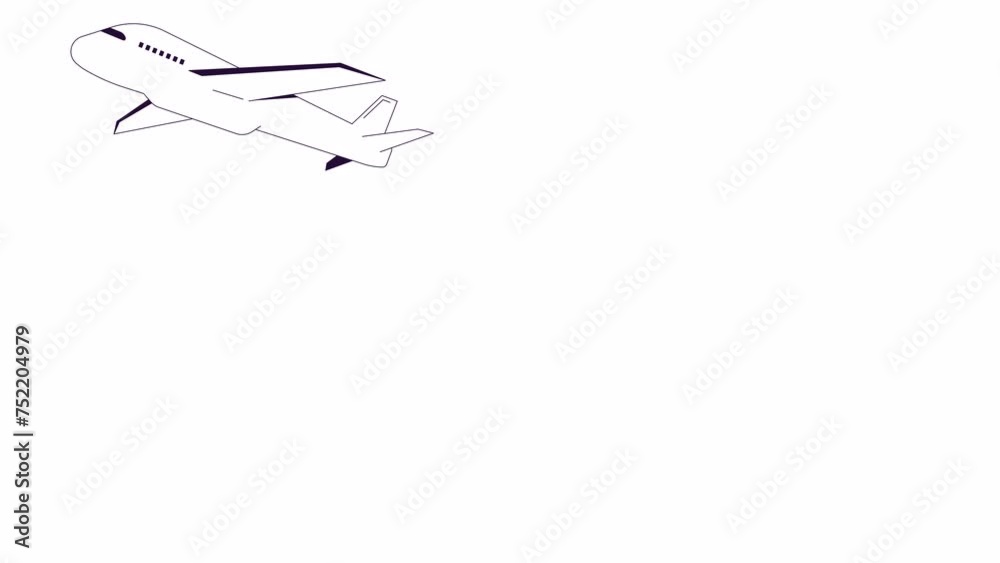Vidéo Stock Flying airplane side view line 2D object animation. Airport ...