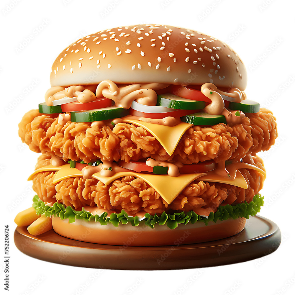 Irresistible Zinger Burger PNG: Satisfying Visual of Crispy Chicken ...