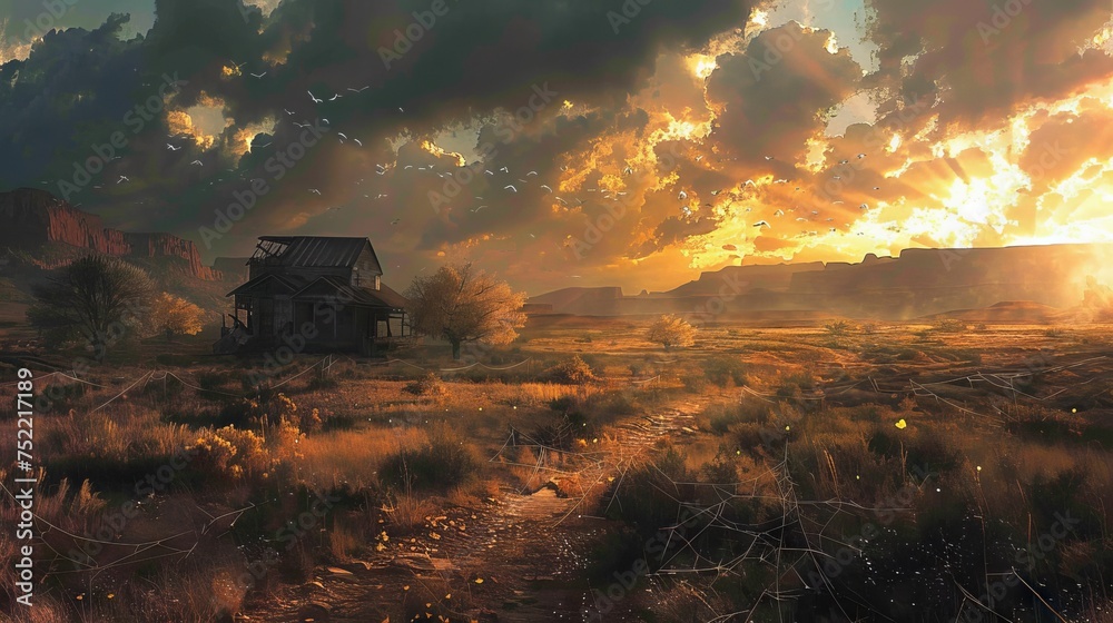 Mysterious Ghost Town An abstract rendition of a ghost town in the Old ...