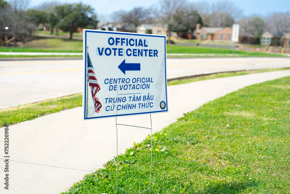 Official Vote Center yard sign with stake in English, Spanish ...