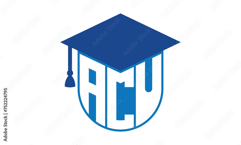 ACU initial letter academic logo design vector template. school college ...