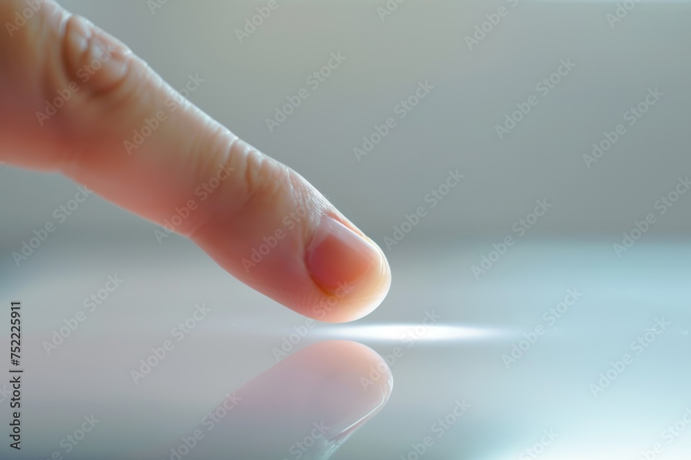 Dedo tocando pantalla de realidad mixta, realidad aumentada, dedo ...