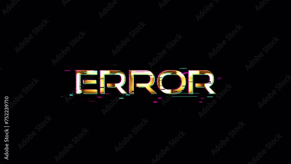 Vidéo Stock Animation of ERROR golden text glitch effect on black ...