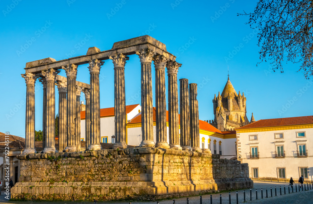 Ruins of the Roman Temple, 1st century AD, Evora, Alentejo, Portugal ...