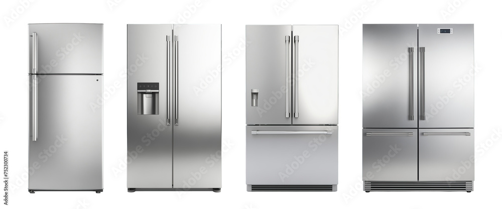 Collection of set Modern Stainless steel double door refrigerator ...