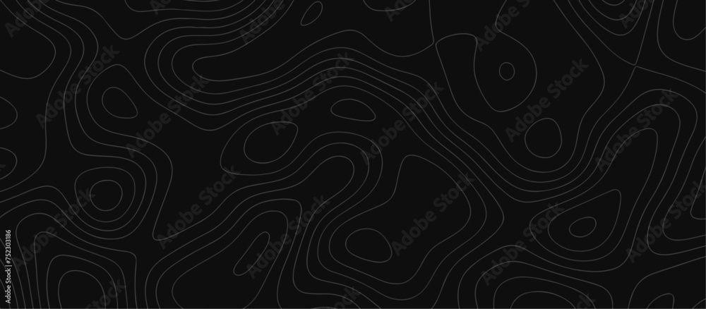 Abstract outline topographic contour map background. Dark texture ...
