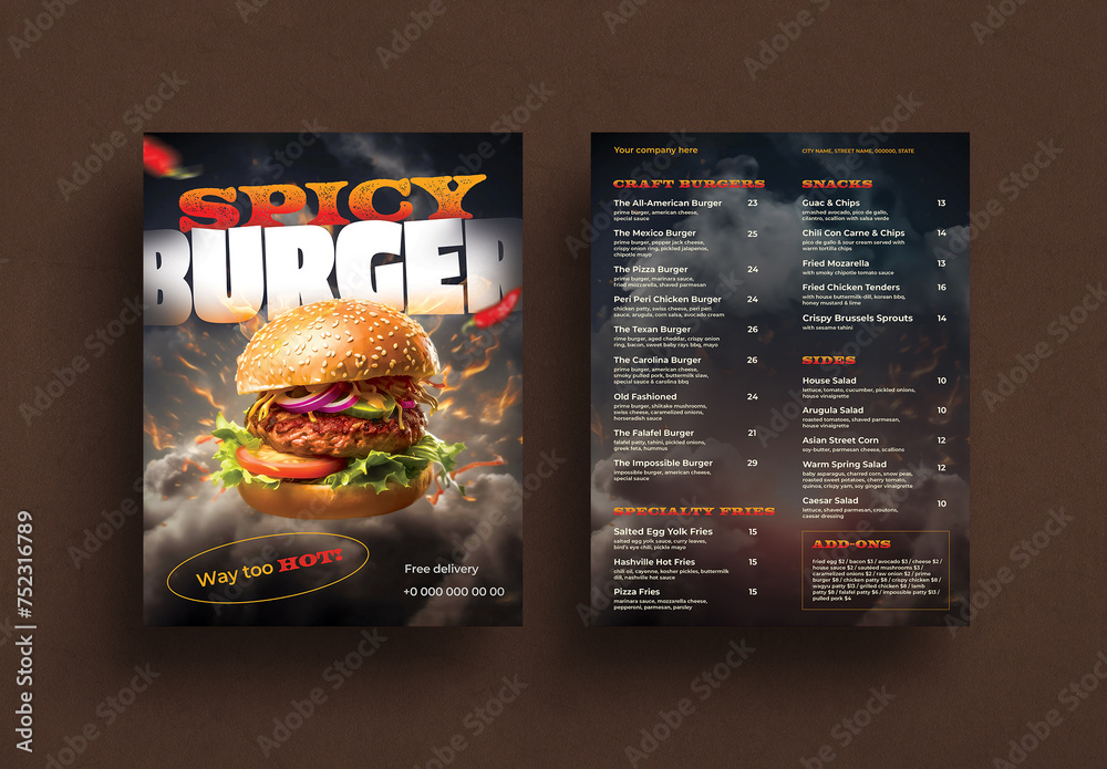 Creative Burger Restaurant Menu With Generative AI Stock Template ...