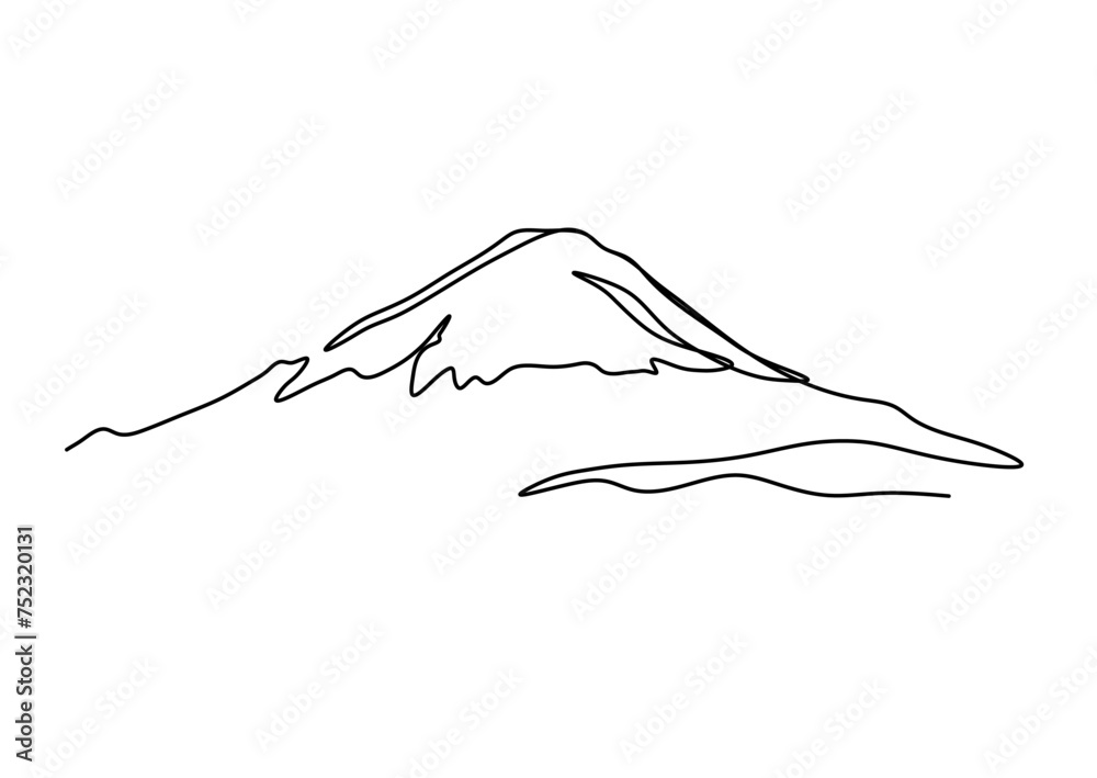 Vector isolated Mount Fuji peak one single contemporary line art ...