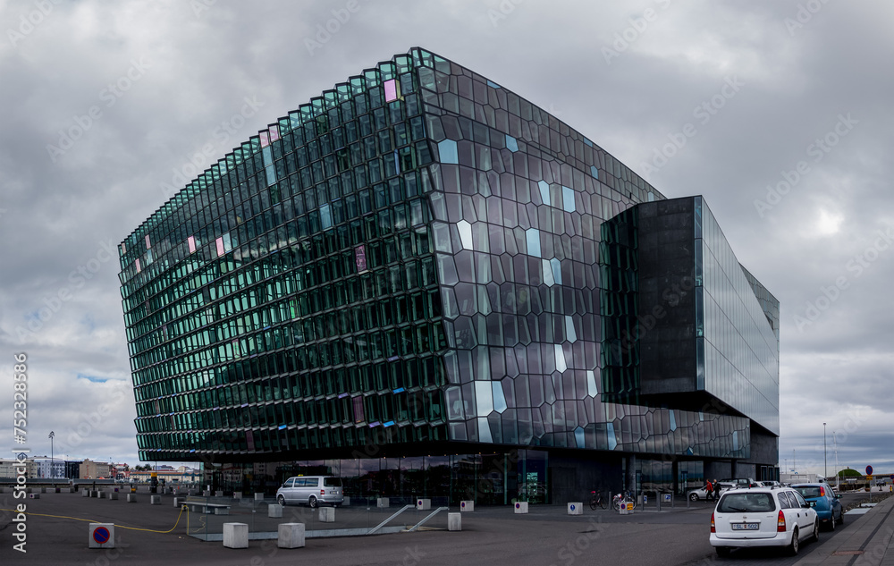 Famous modern building of Harpa concert hall in Reykjavik, Iceland ...
