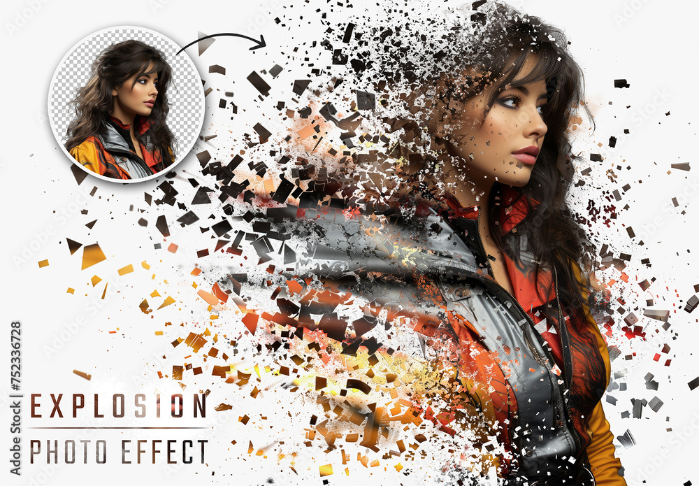 Dispersion Explosion Photo Effect Mockup Generative Ai Stock Template Adobe Stock