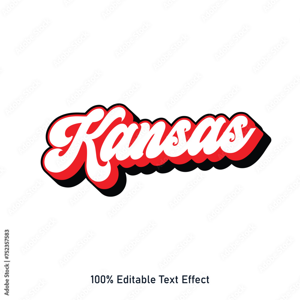 Kansas text effect vector. Editable college t-shirt design printable ...