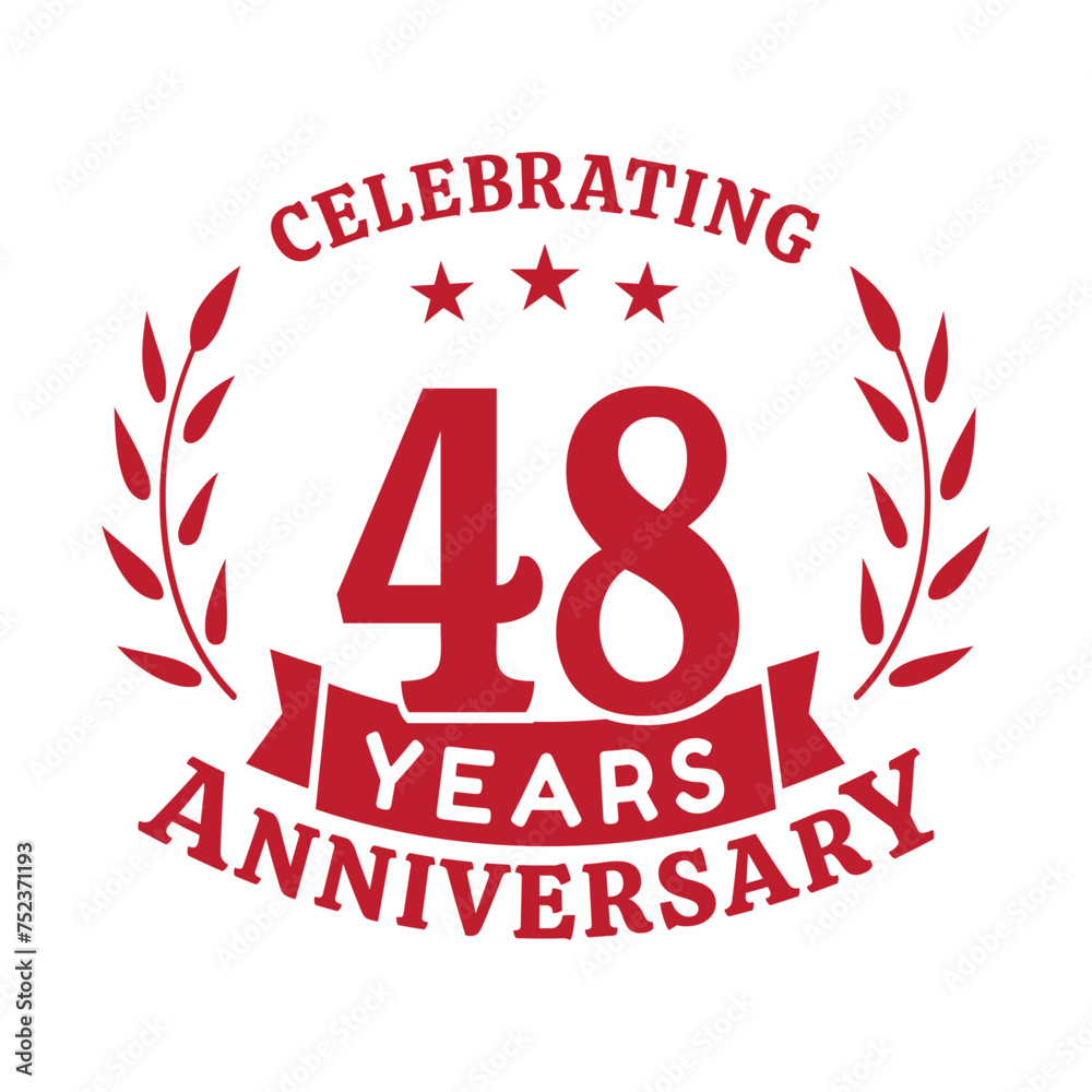 48th anniversary celebration design template. 48 years vector and ...