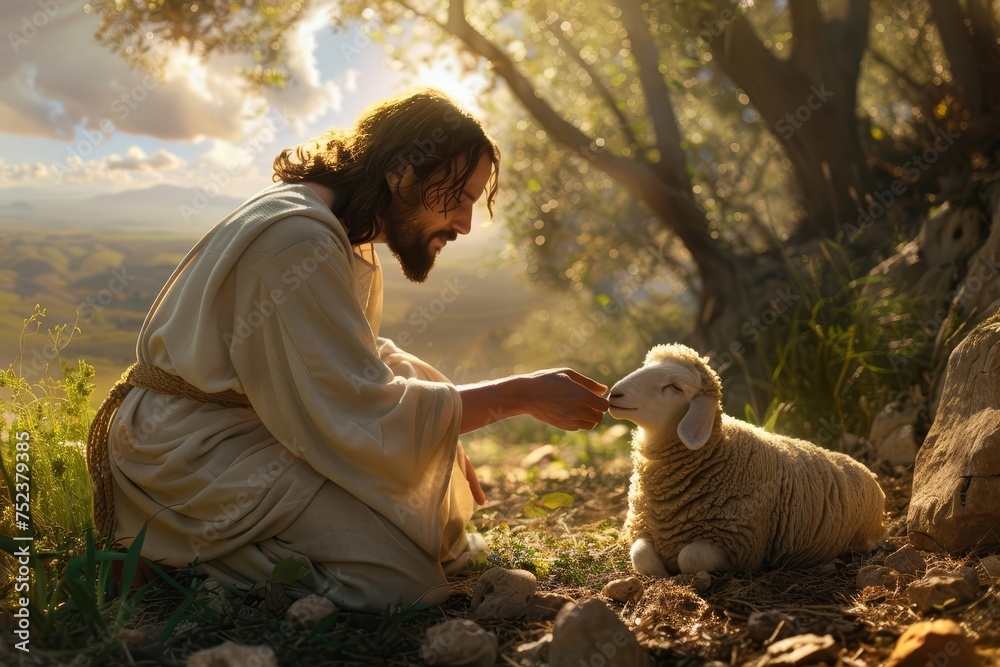 A heartwarming scene capturing jesus' compassion as he reaches out to a ...