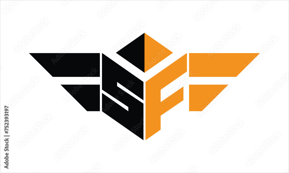 SF initial letter falcon icon gaming logo design vector template ...