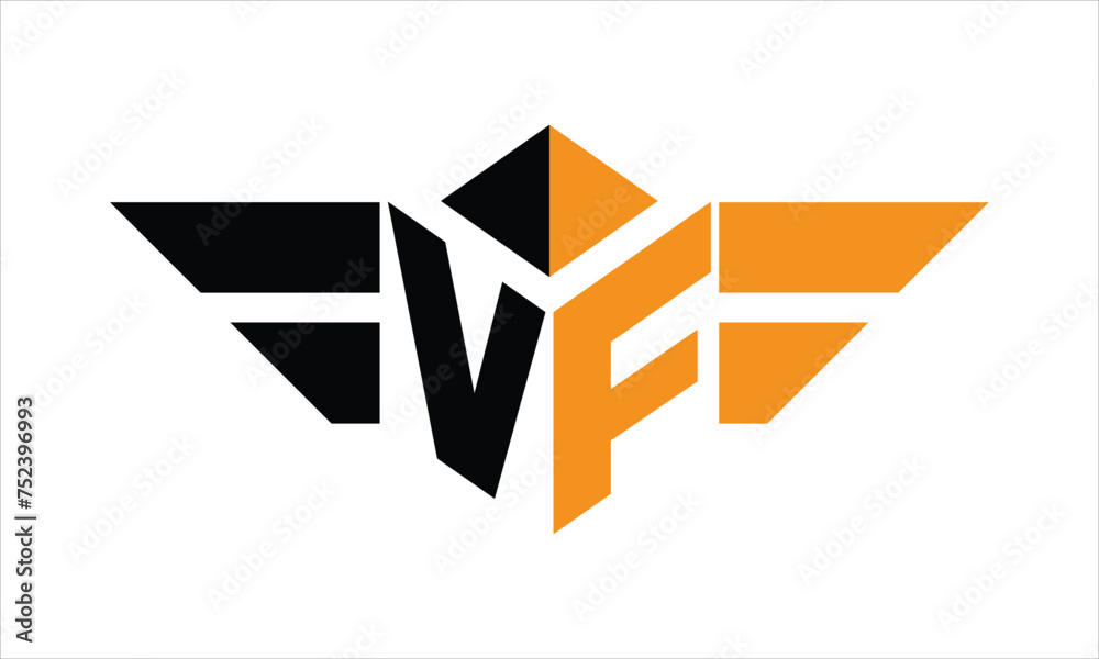 VF initial letter falcon icon gaming logo design vector template ...