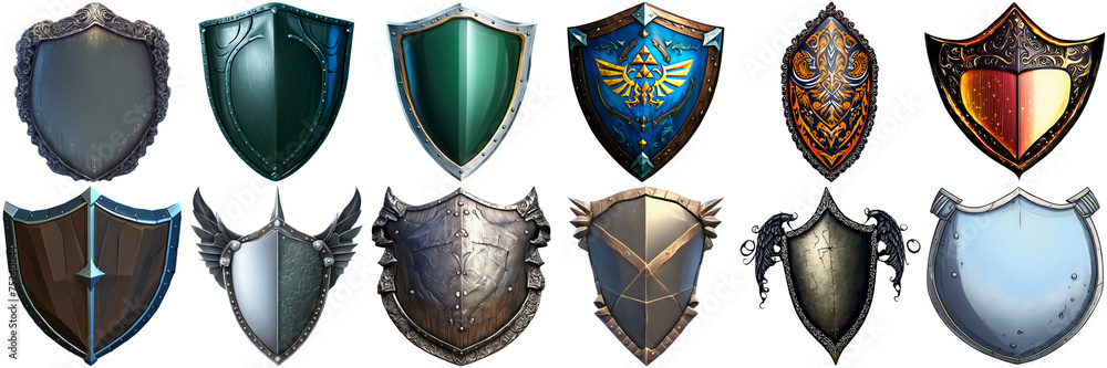 A collection of various shields, showcasing a diverse range of designs ...