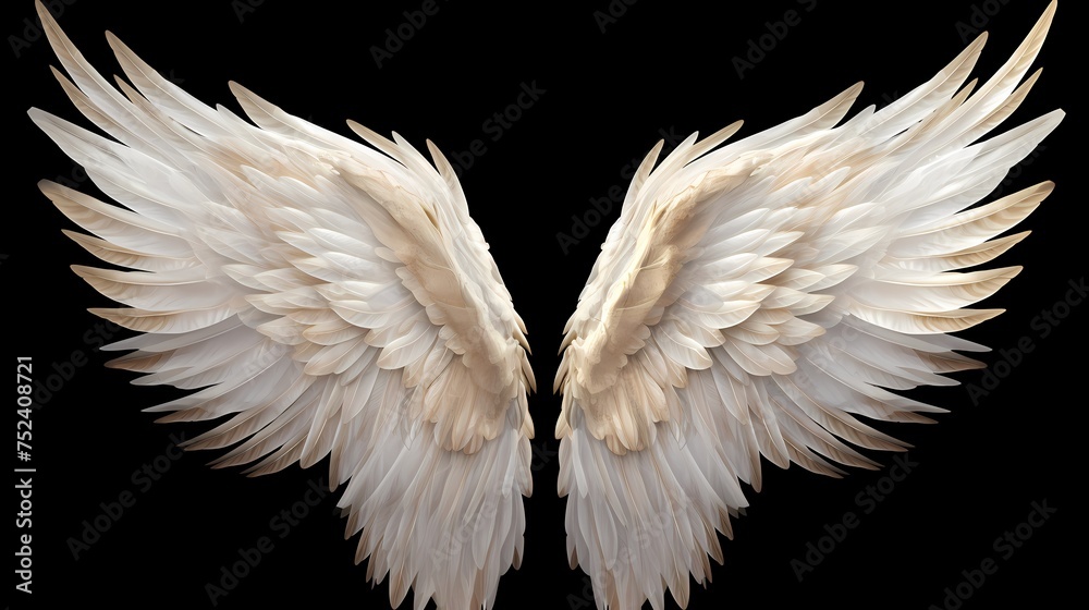 Realistic angel wings. White isolated pair of falcon wings, 3D bird ...