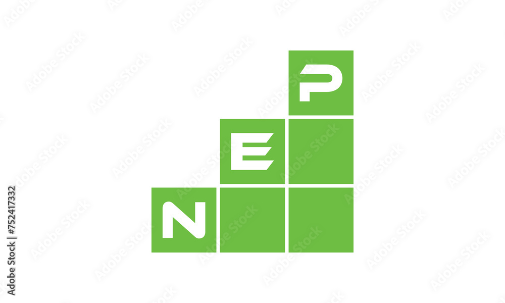 NEP initial letter financial logo design vector template. economics ...