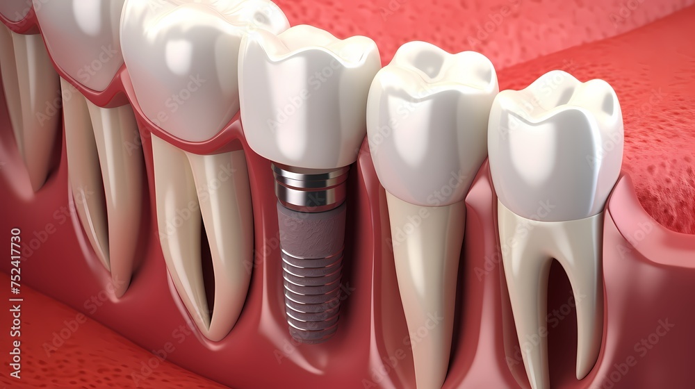 Dental implantation teeth with implant screw. Stock Illustration ...