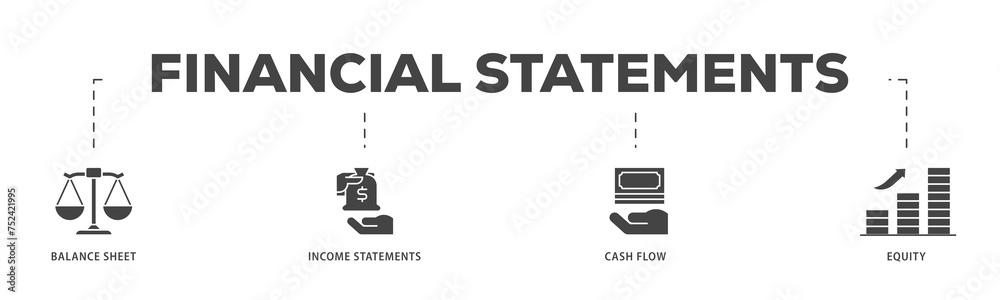 Vecteur Stock Financial statements icons process structure web banner ...