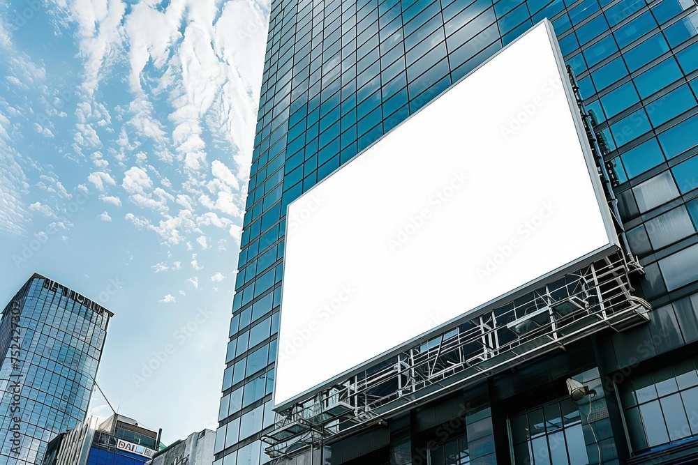 Blank billboard on a city building Offering a mock-up for outdoor ...