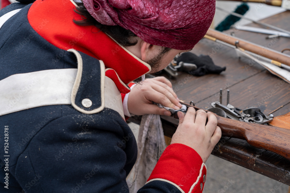 Golfe-Juan, Vallauris, France - 02 March 2024: Historical reenactment ...
