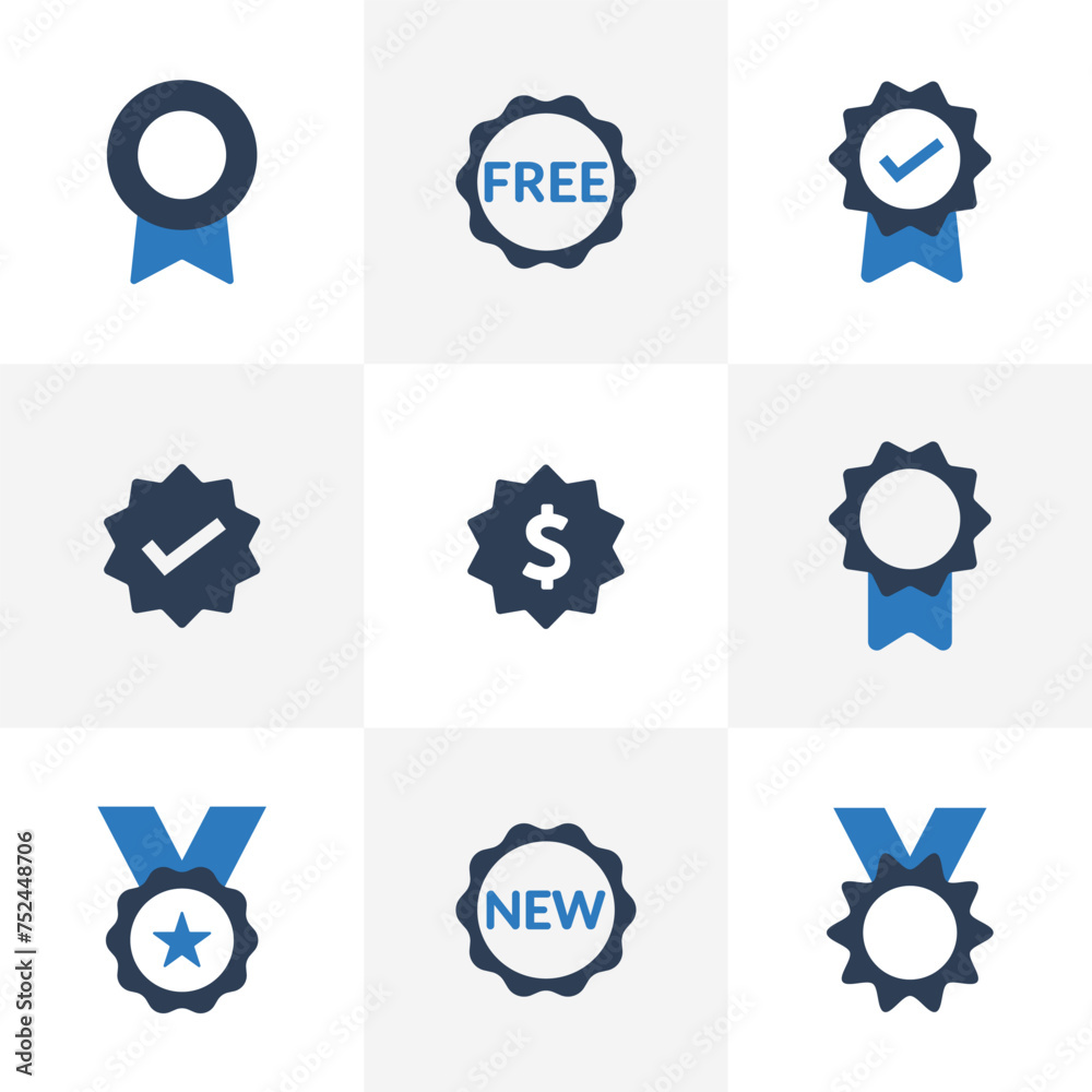 Award, Badge Icon Set Vector, Best Icon, Medal, Dollar Sign, Label Icon ...