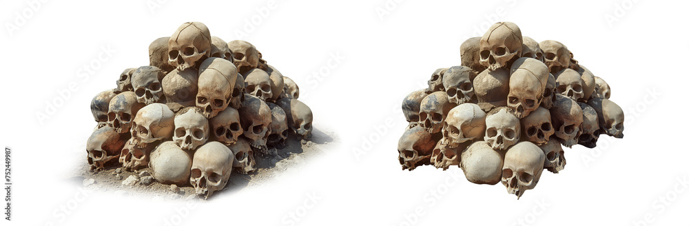 Pile of human skulls. Transparent background PNG. Pen tool cutout ...