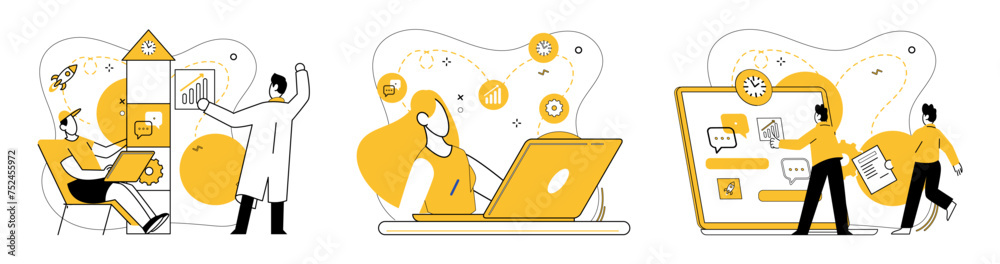 Team communication vector illustration. Achieve success through ...