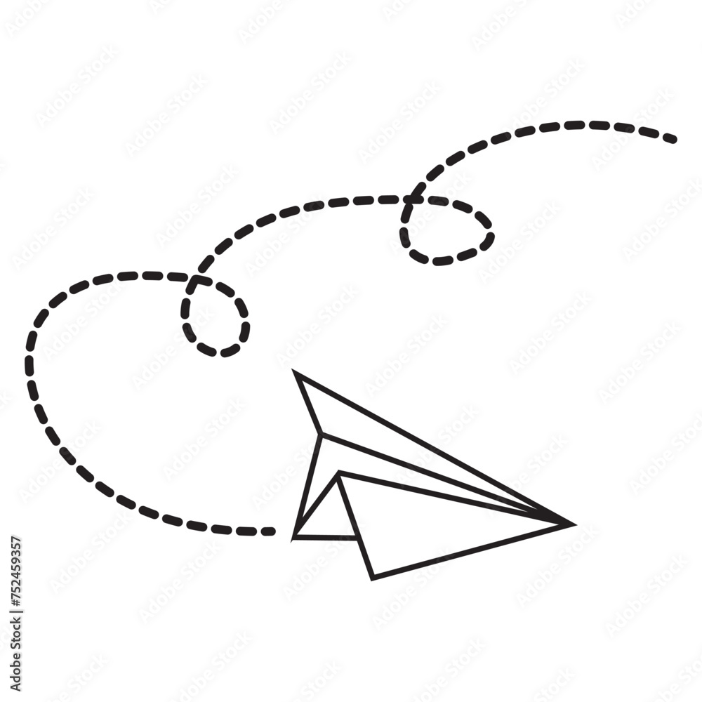 Paper plane with dotted line, Origami paper airplane, Travel symbol ...
