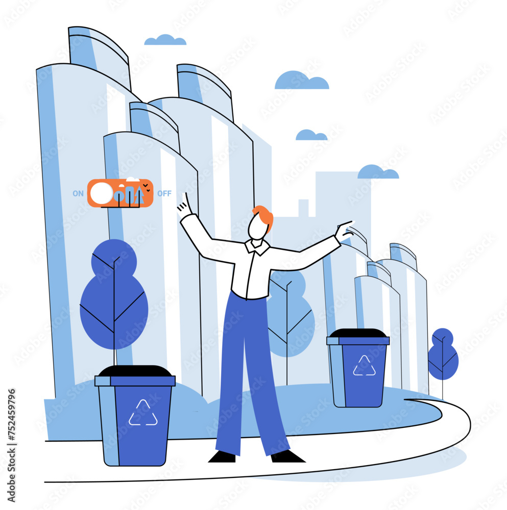 Clean city. Vector illustration. Ecology andprinciples of sustainable ...
