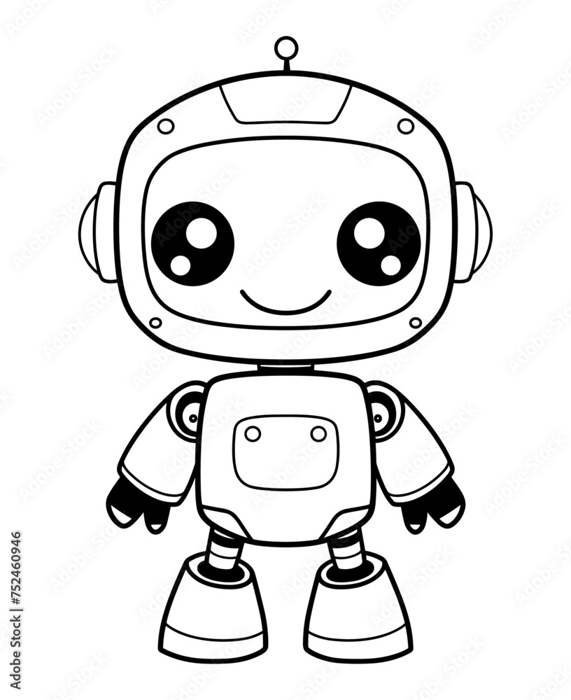 Robot coloring page, isolated coloring book. Color pages for kids ...