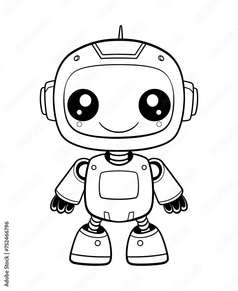 Robot coloring page, isolated coloring book. Color pages for kids ...