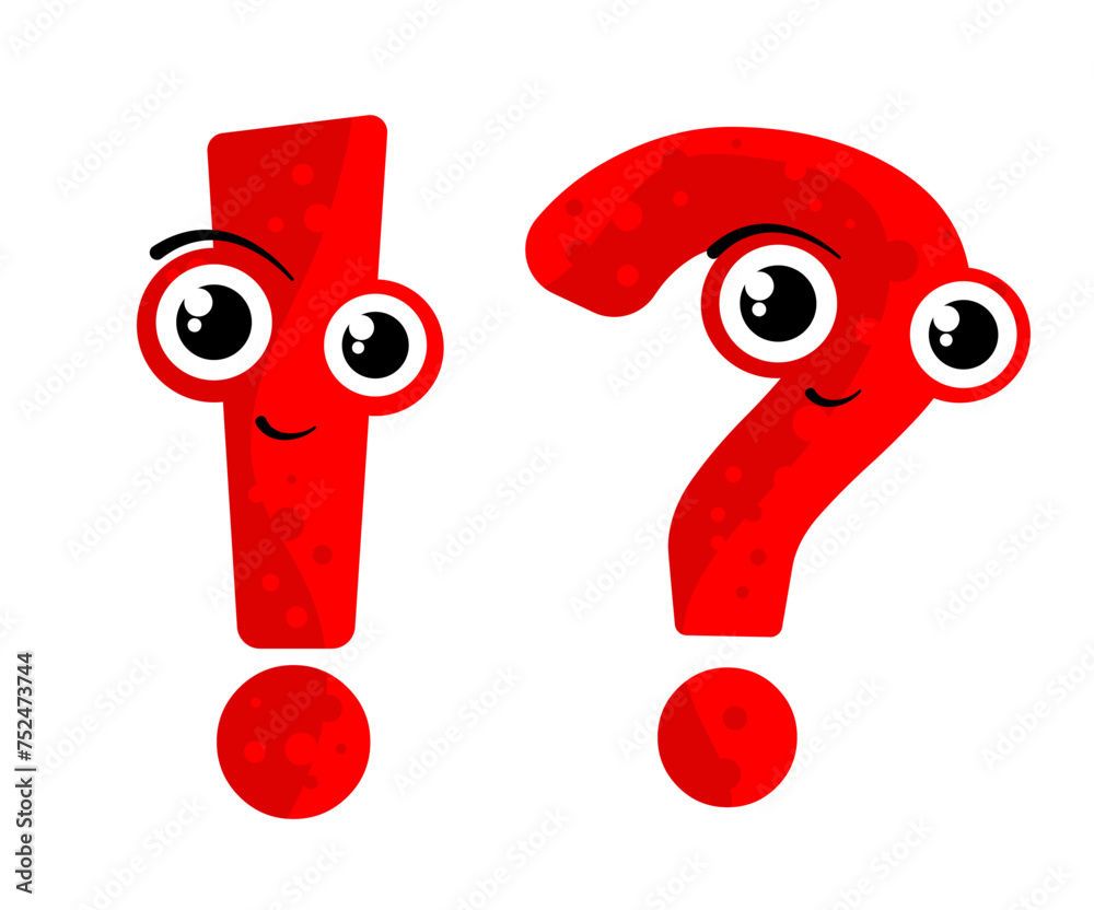 question mark and exclamation mark - cartoon - vector illustration ...